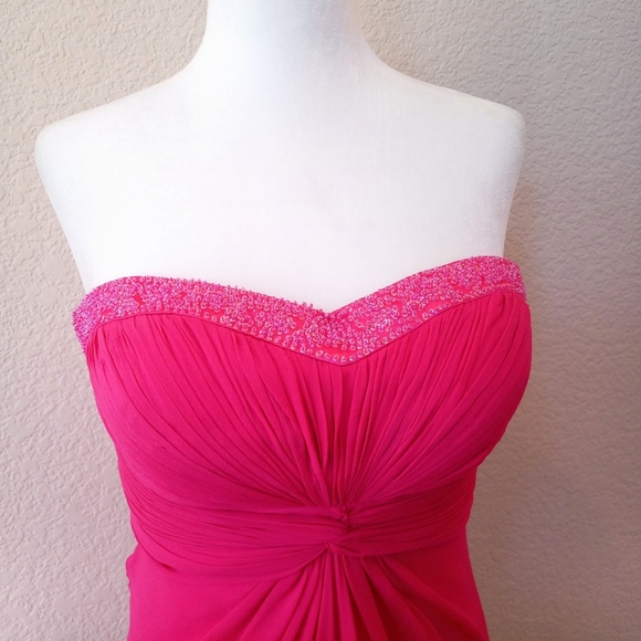 Aidan Mattox | Dresses | Aiden Maddox Pink 0 Silk Beaded Decolletage ...